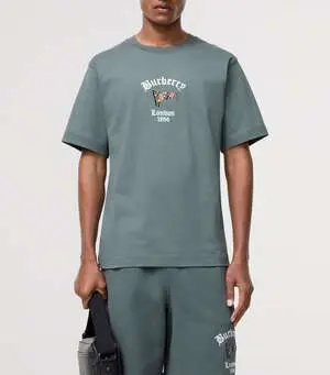 Burberry Cotton Check Flag T-shirt - Blue