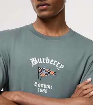 Burberry Cotton Check Flag T-shirt - Blue