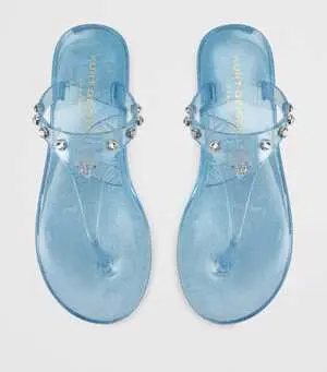 Kurt Geiger Maddison Embellished T-bar Sandals - Blue