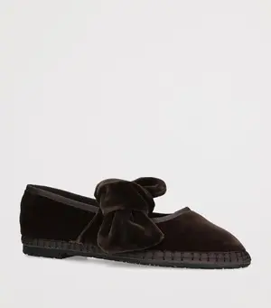 FLABELUS Velvet Lyra Espadrilles With Bow Detailing