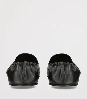 THE ROW Casa Leather Slip-on Slippers - Black