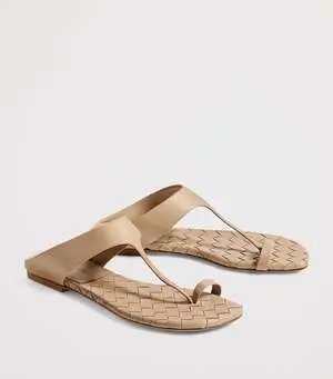 Bottega Veneta Livia Lambskin Thong Sandals - Neutral