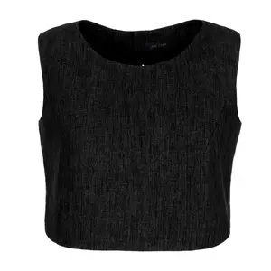 JANA COSHÈ Open Back Linen Crop Top - Black