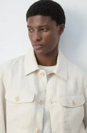 Mango Tonal Stripe Linen Jacket