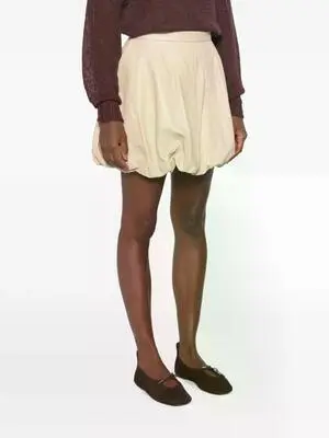 BY MALENE BIRGER Leather Bubble Hem Mini Skirt - Neutrals