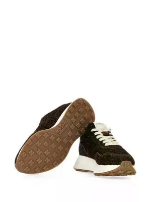 Hogan Leopard Print Calf Hair Sneakers - Brown