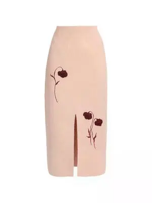Erdem Embroidered Pencil Midi Skirt