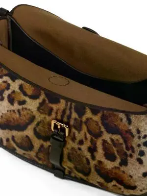 Etro Medium Pony Bag In Velvet With Leopard Motif - Neutrals