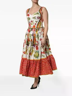 Dolce & Gabbana Vegetable-print Ruffled Midi Dress