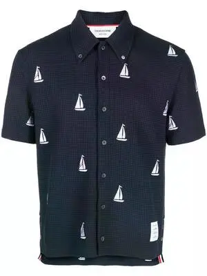 Thom Browne Textured Short-sleeve Polo Shirt