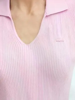 Lacoste Short Sleeve V-neck T-shirt - Pink