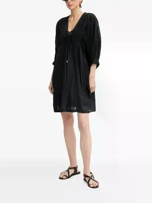 TWINSET Lace-trimmed Pintuck Cotton Mini Dress