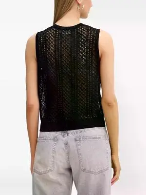 VICOLO Crochet Knit Sleeveless Top - Black