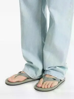 Maison Kitsuné X Indosole Easy Living Fox-patch Flip Flops - Green