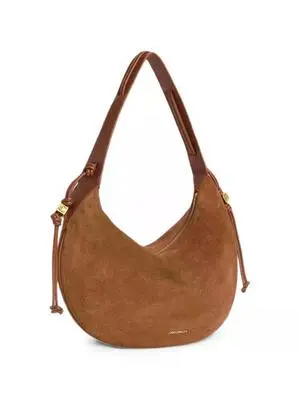 COCCINELLE Suede Shoulder Bag With Drawstring Detail - Brown