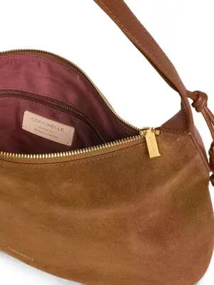 COCCINELLE Suede Shoulder Bag With Drawstring Detail - Brown