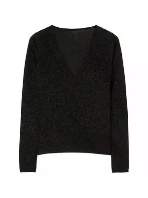 RETORI Retro V-neck Metallic Knit Blouse