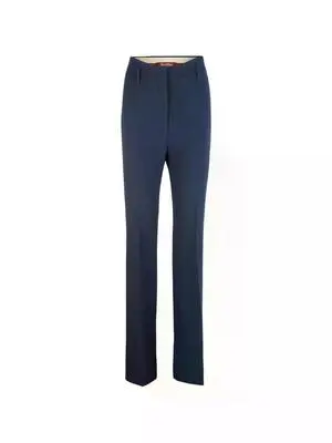 Max Mara Tailored Straight Leg Trousers With Button Detail - Blue