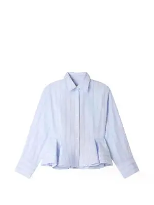 Sandro Striped Pleated Peplum Shirt