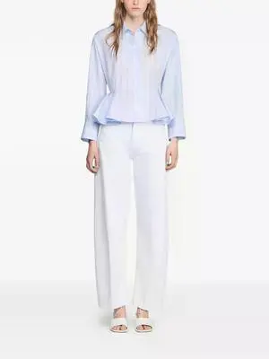 Sandro Striped Pleated Peplum Shirt