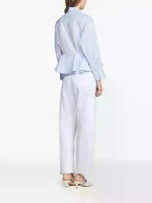 Sandro Striped Pleated Peplum Shirt