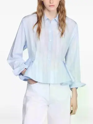 Sandro Striped Pleated Peplum Shirt
