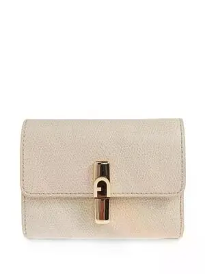 Furla Logo-plaque Pebbled-leather Wallet - Neutrals
