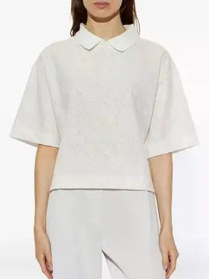 Emporio Armani Chevron-knit Peter Pan Collar Top