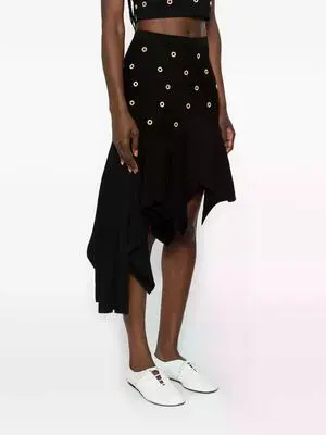 Sandro Eyelet-embellished Knitted Asymmetrical Skirt