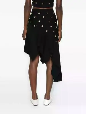 Sandro Eyelet-embellished Knitted Asymmetrical Skirt