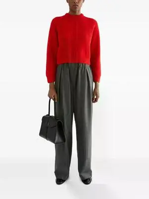 JIL SANDER Pinstriped Wool Wide Leg Trousers