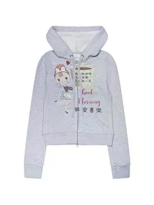 PRAYING Graphic Print Zip-up Hoodie
