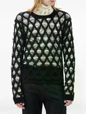ANN DEMEULEMEESTER Open-knit Diamond Pattern Sweater