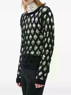 ANN DEMEULEMEESTER Open-knit Diamond Pattern Sweater