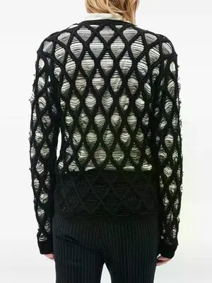ANN DEMEULEMEESTER Open-knit Diamond Pattern Sweater