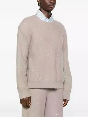 Fabiana Filippi Sequin Embellished Crew Neck Sweater - Neutrals