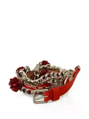 Dolce & Gabbana Floral Embellished Chain-link Belt