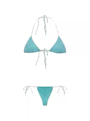 Oseree Lumière Lurex Triangle Bikini - Blue