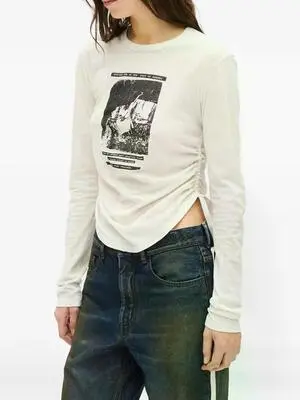 ANN DEMEULEMEESTER Graphic Print Ruched Top