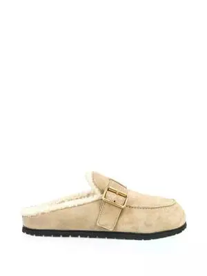 Prada Shearling-lined Mules With Buckle Fastening