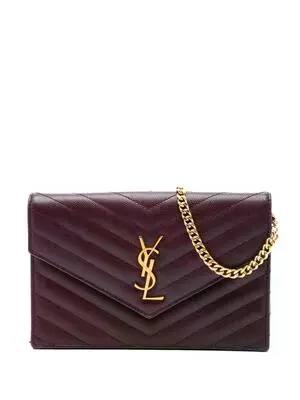 Saint Laurent Monogram Chain Wallet Crossbody Bag - Red