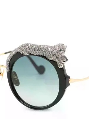 Anna-Karin Karlsson Crystal-embellished Round-frame Sunglasses