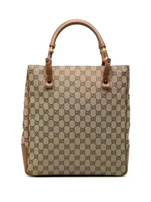 Gucci Gg Canvas Bamboo Tote Bag