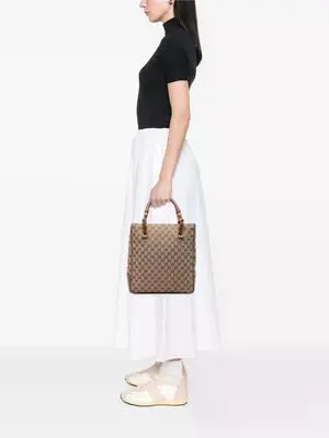 Gucci Gg Canvas Bamboo Tote Bag