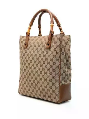 Gucci Gg Canvas Bamboo Tote Bag