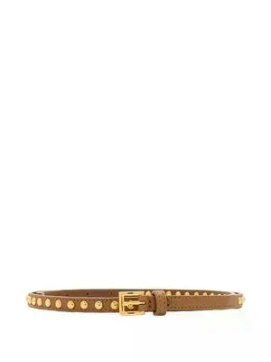 Prada Skinny Studded Leather Belt - Brown