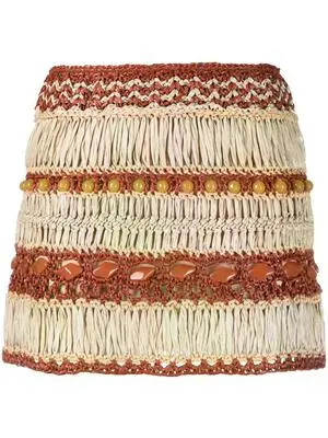 Alberta Ferretti Layered Crochet Mini Skirt