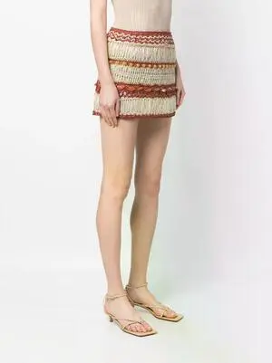 Alberta Ferretti Layered Crochet Mini Skirt
