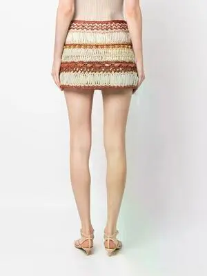 Alberta Ferretti Layered Crochet Mini Skirt