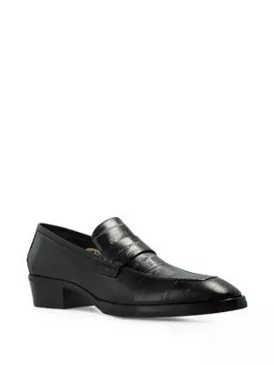 JIMMY CHOO Embossed Leather Loafers